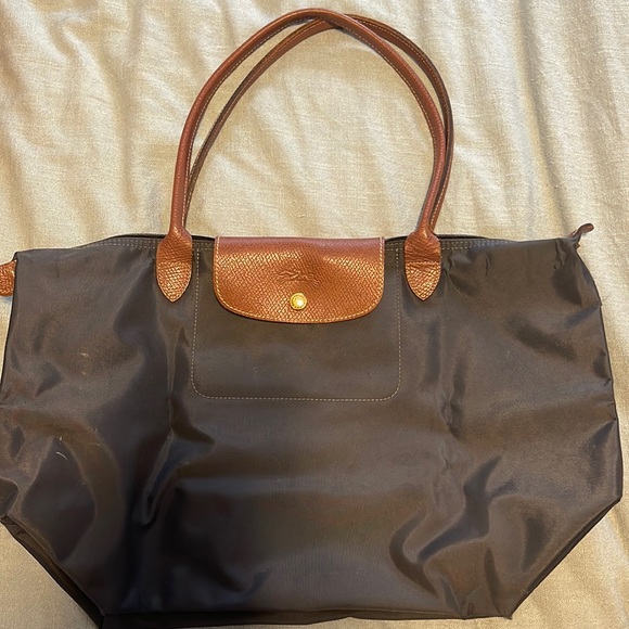 Longchamp | Bags | Longchamp Lepliage Large Tote Bag In Slate Brown ...